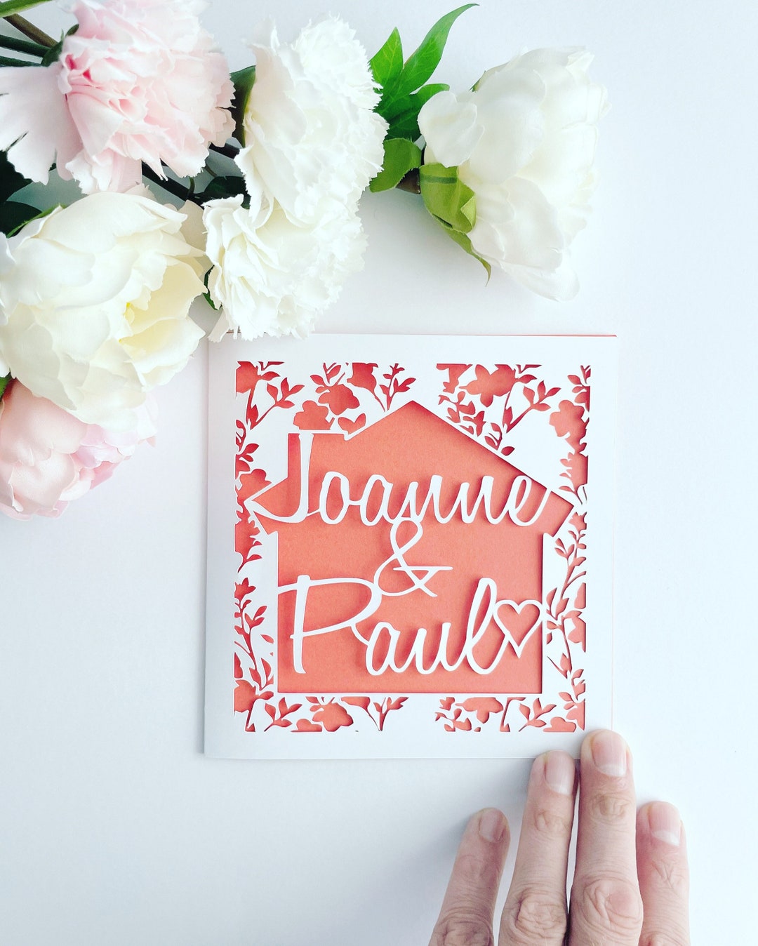 Personalised New Home Papercut Name Card, Couple Card, First Home Card ...