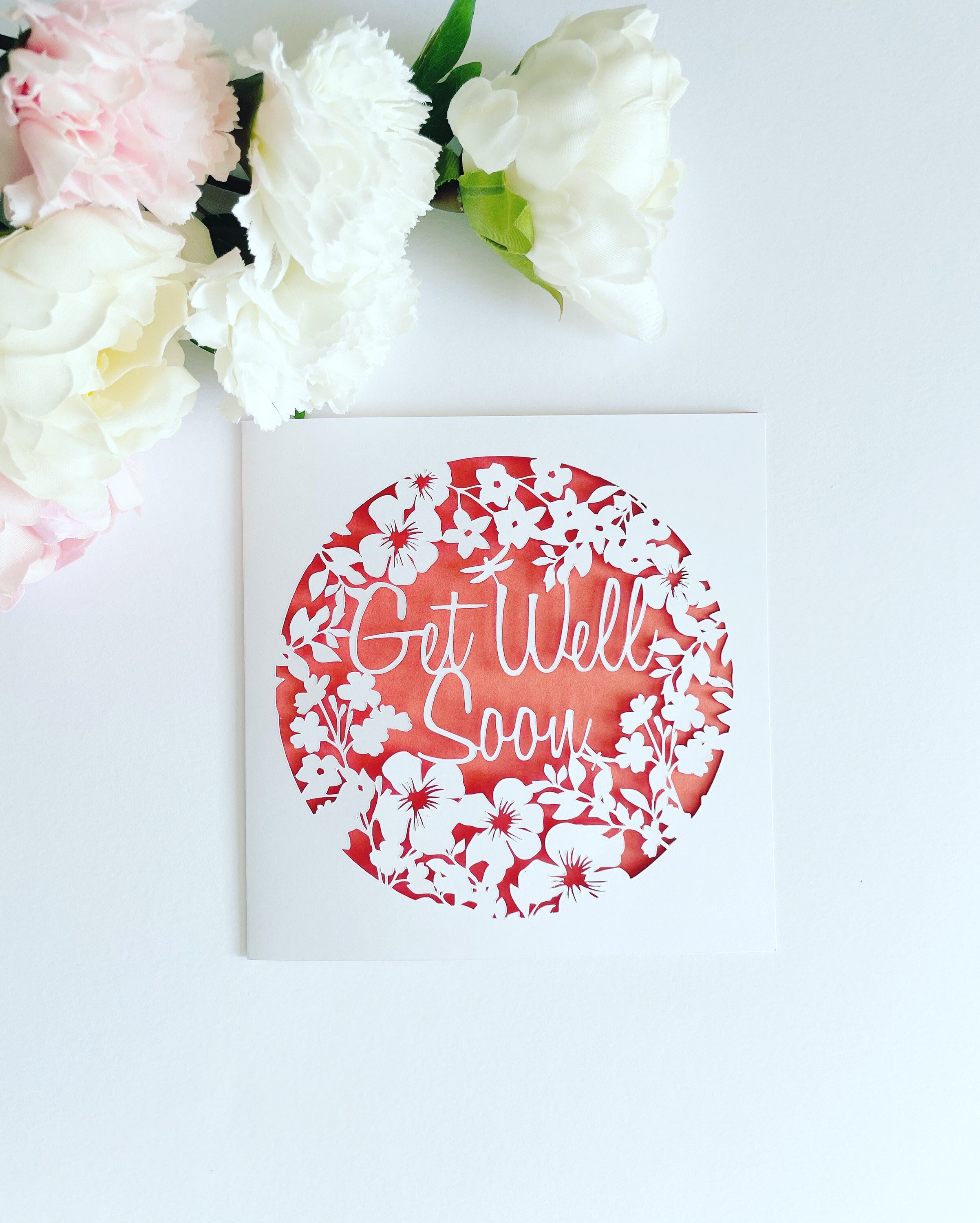 Floral Get Well Soon Papercut Card Thinking of You Card Best - Etsy