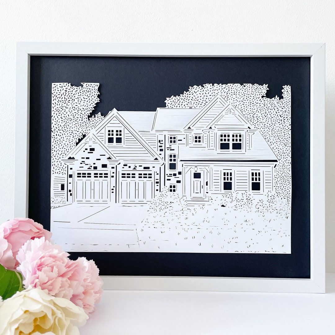 Personalised House Portrait Papercut, Housewarming Gift, Anniversary ...
