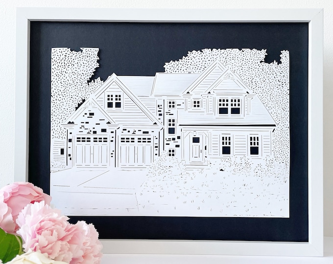 Personalised House Portrait Papercut, Housewarming Gift, Anniversary ...