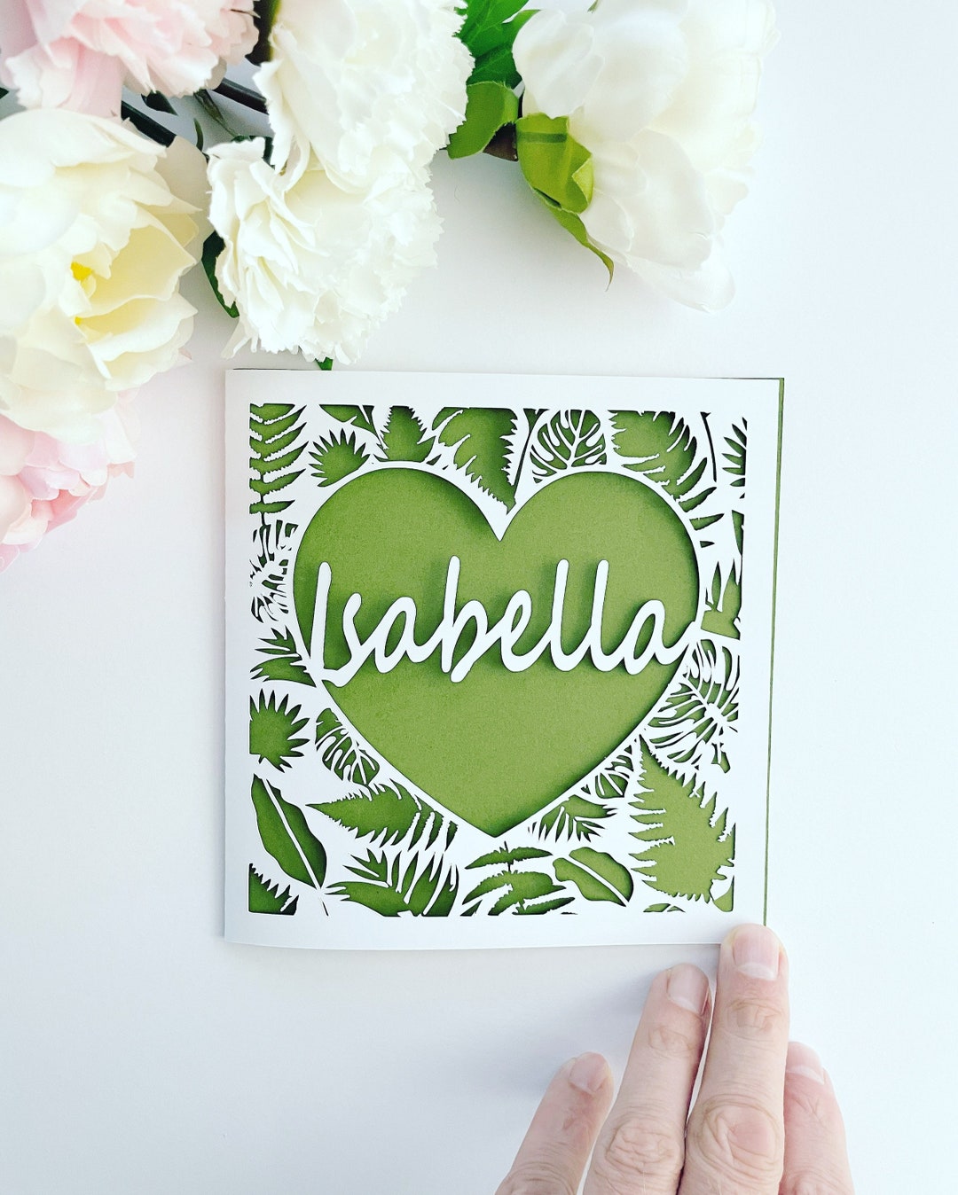 Personalised Floral Papercut Name Card, Wedding Card, Anniversary Card ...