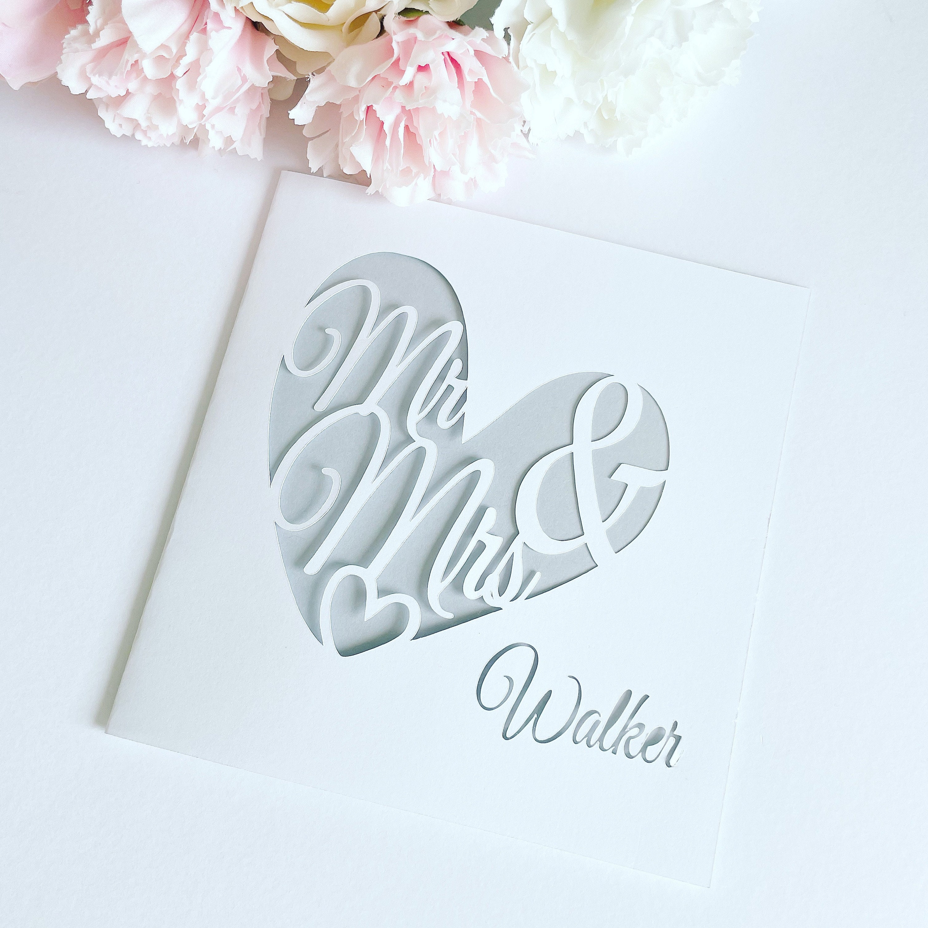 Personalised Heart Papercut Name Card Wedding Card Unique - Etsy UK