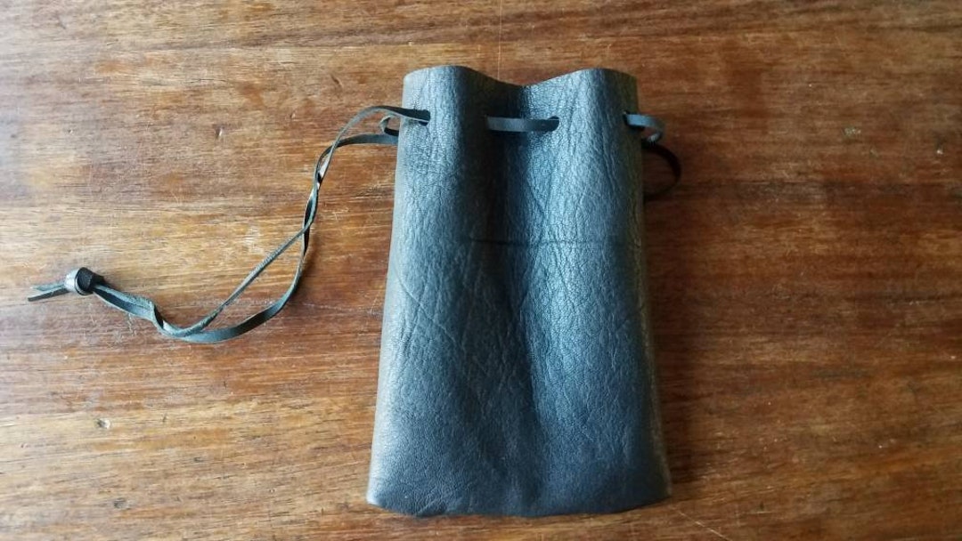 Black Goatskin Drawstring Pouch. - Etsy