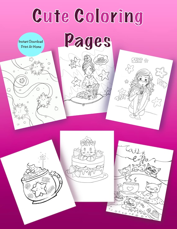 Cute Coloring Pages - Etsy
