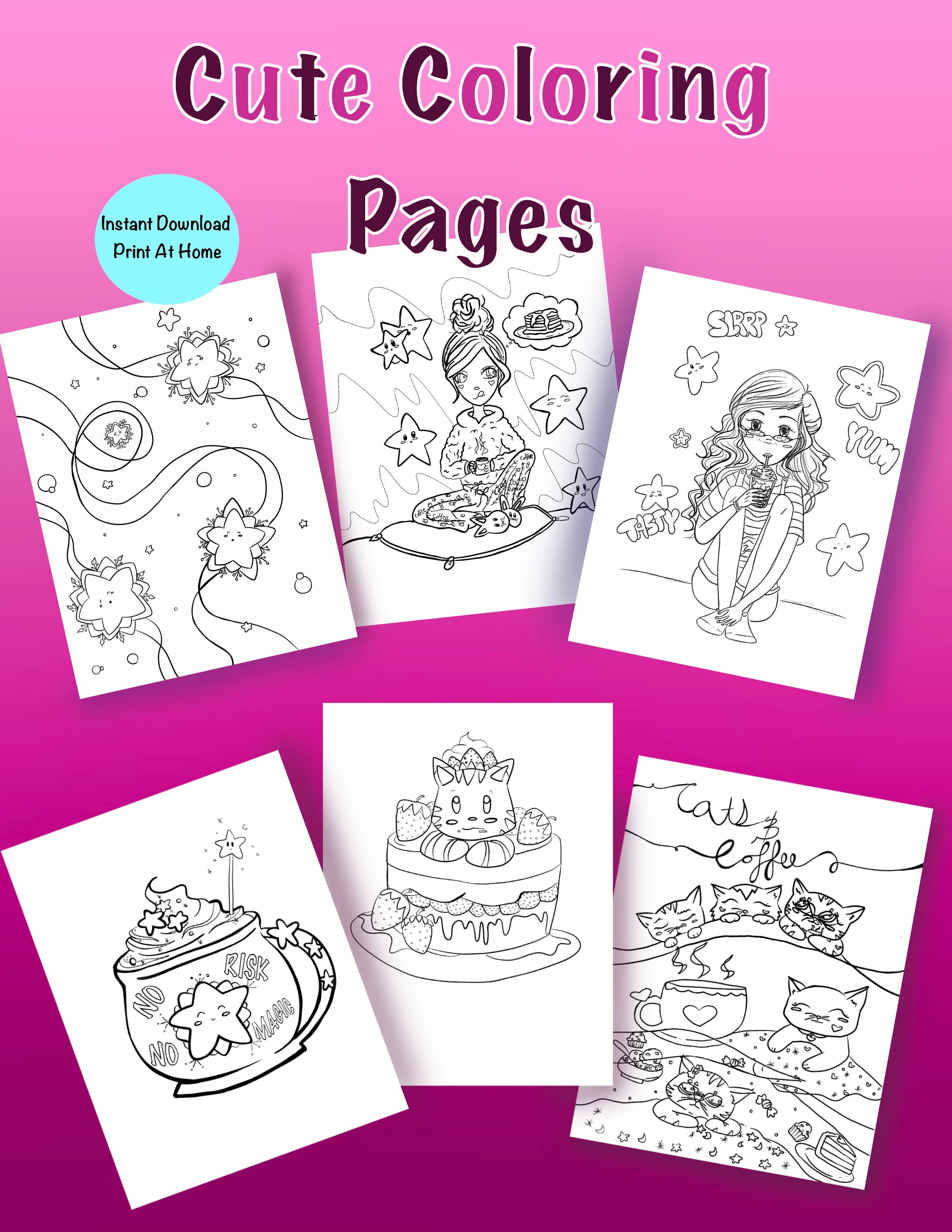Cute Coloring Pages - Etsy