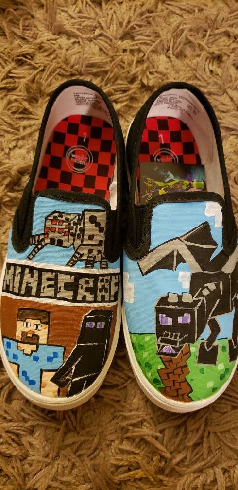 Minecraft Painted Shoes - Etsy