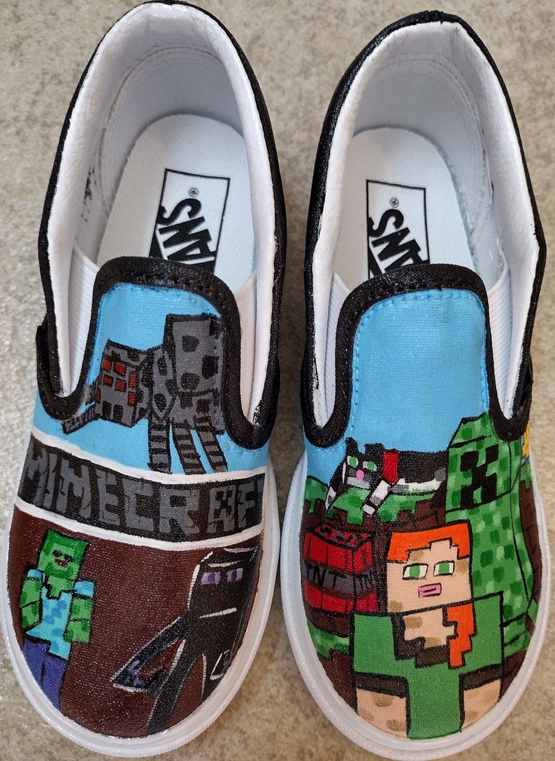Minecraft Painted Shoes - Etsy