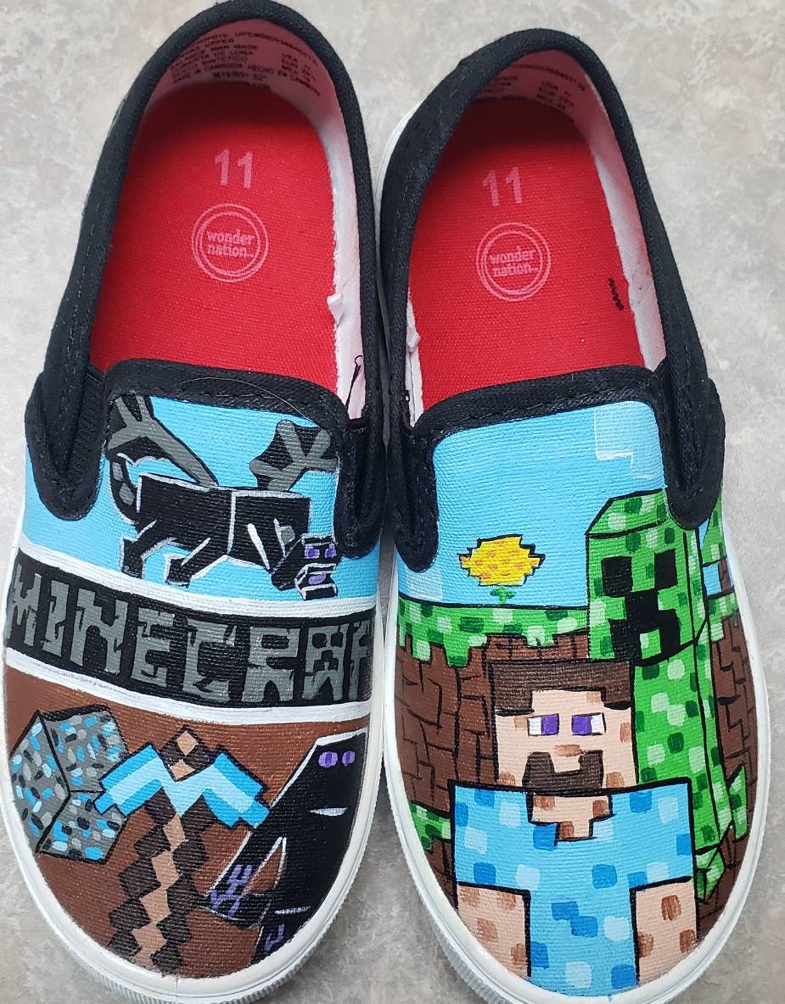 Minecraft Painted Shoes | Etsy