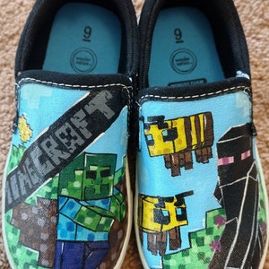 Minecraft Painted Shoes - Etsy