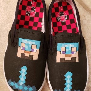 Minecraft Painted Shoes - Etsy