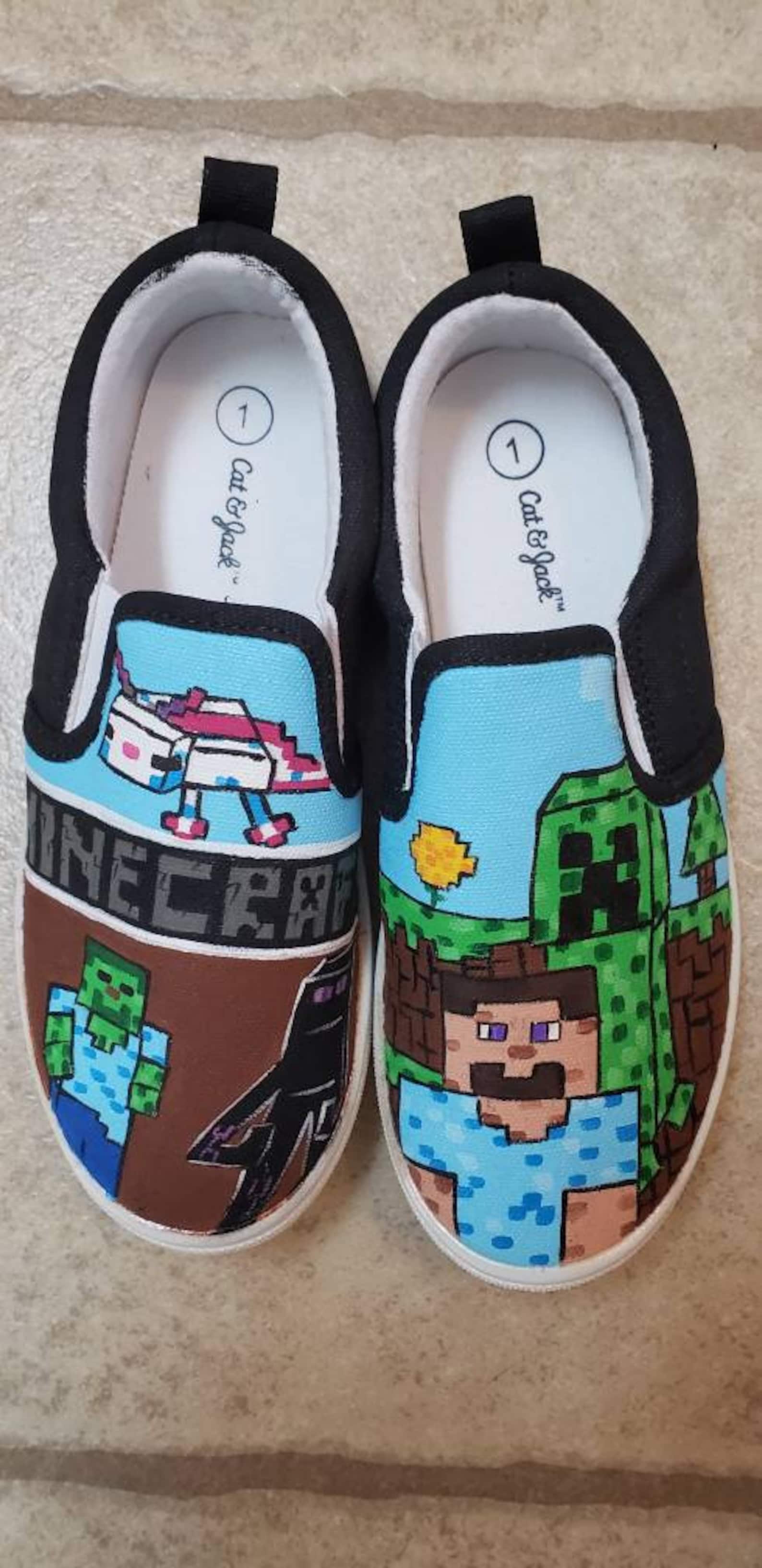 Minecraft Painted Shoes - Etsy