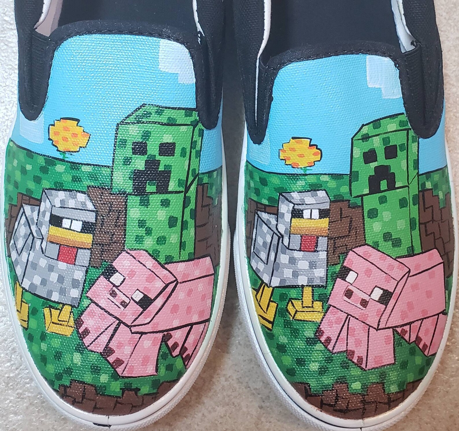 Minecraft Painted Shoes | Etsy