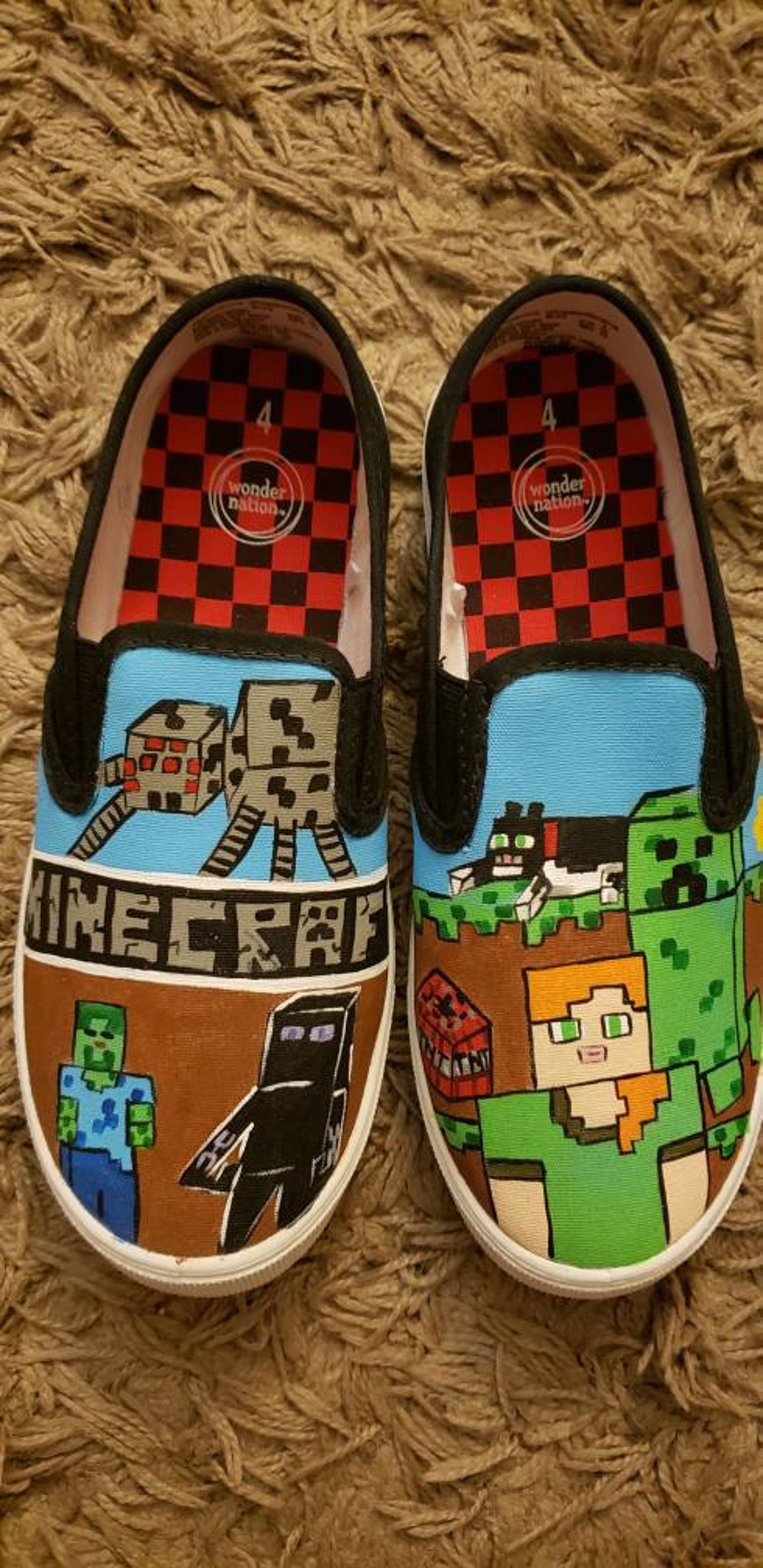 Minecraft Painted Shoes - Etsy