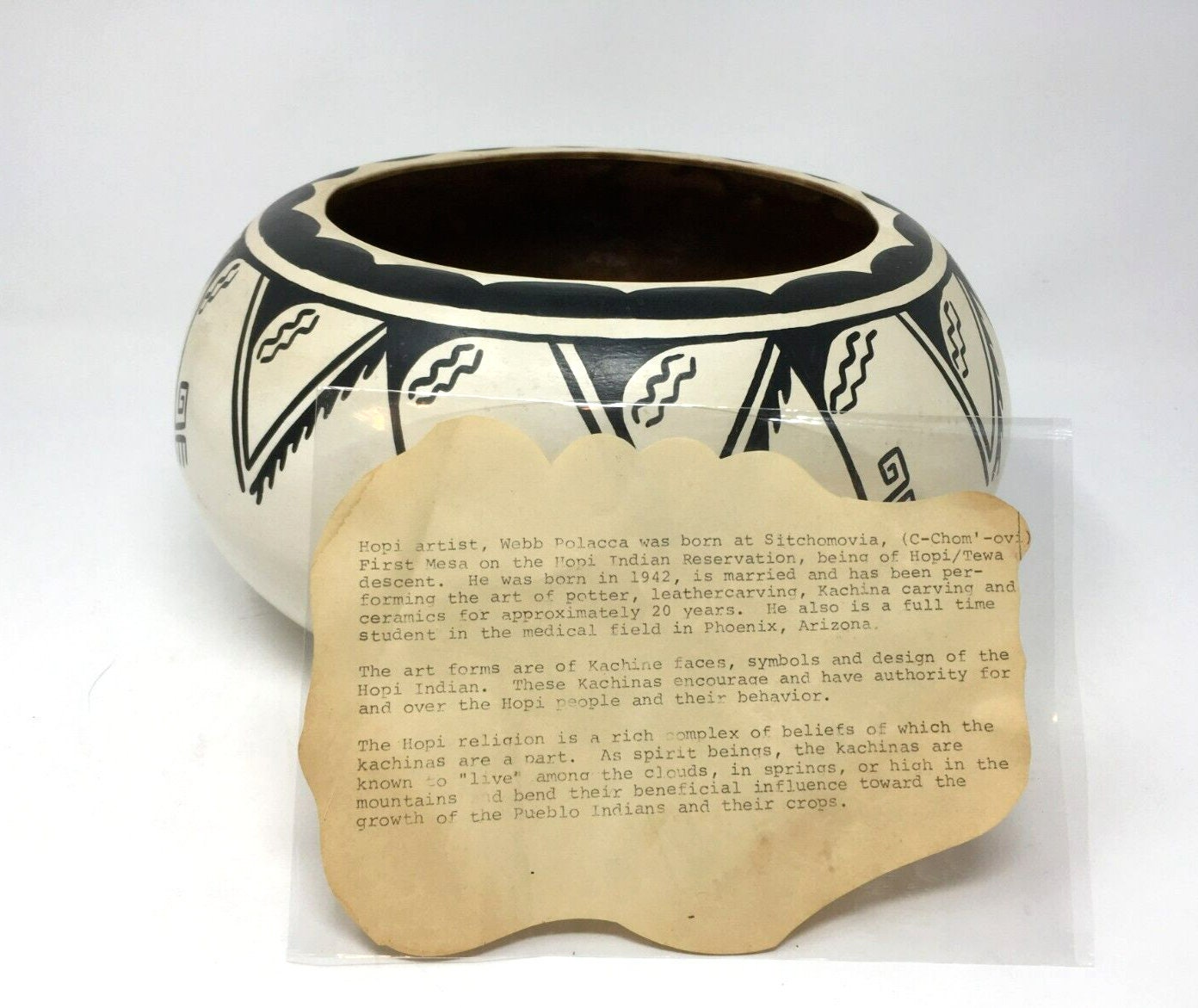 Hopi Designs Pottery Bowl Vase by Webb Polacca Signed Vintage 1981 ...