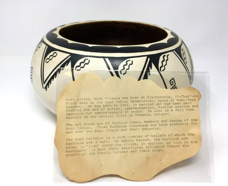 Hopi Designs Pottery Bowl Vase by Webb Polacca Signed Vintage - Etsy