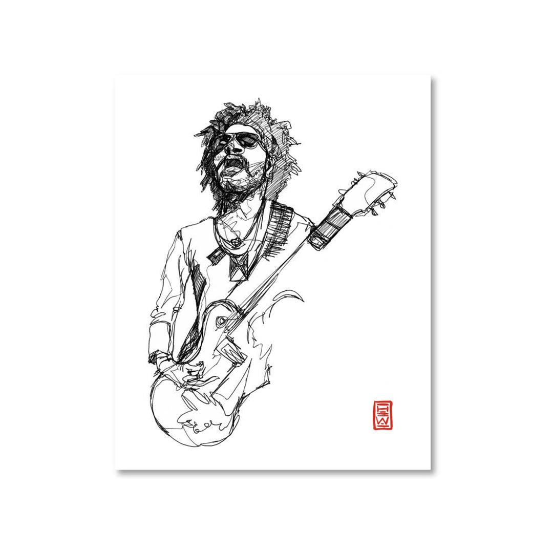 Lenny Kravitz/ Black and White / Fine Art Print / Giclee / Yokai ...
