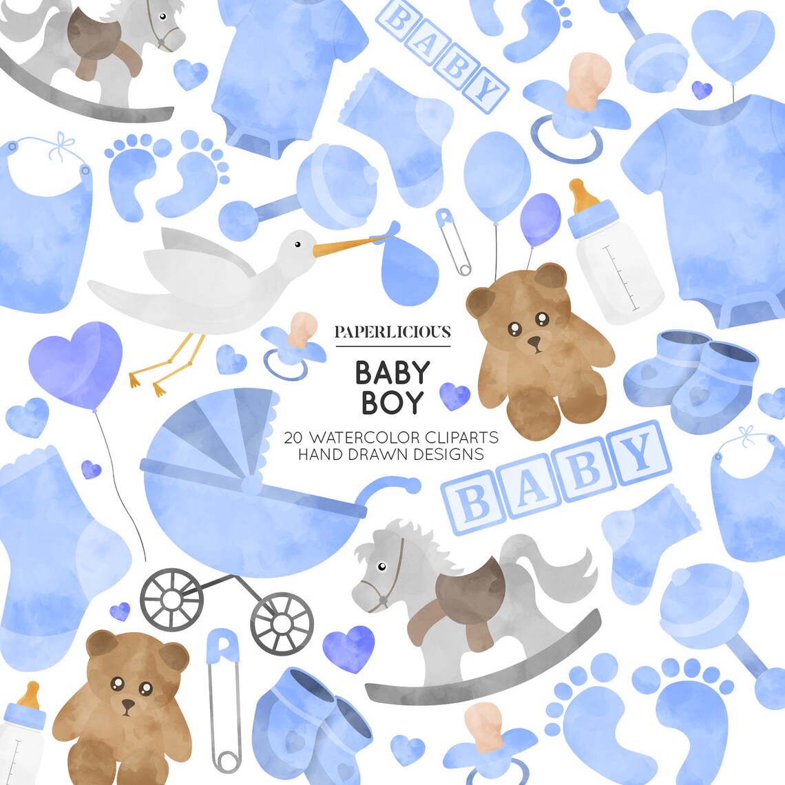 Baby Shower Watercolor Cliparts Baby Boy Clip Art Baby Clip - Etsy