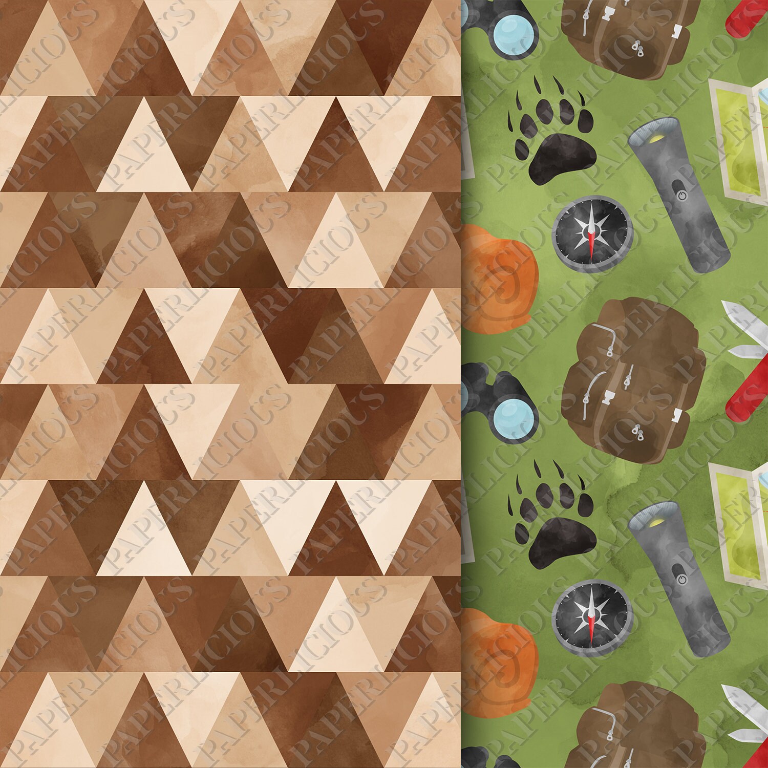 Camping Digital Papers Hiking Digital Summer Digital Summer | Etsy