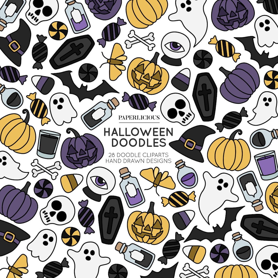 Halloween Doodle Cliparts, Halloween Drawing, Halloween Cliparts, Hand ...