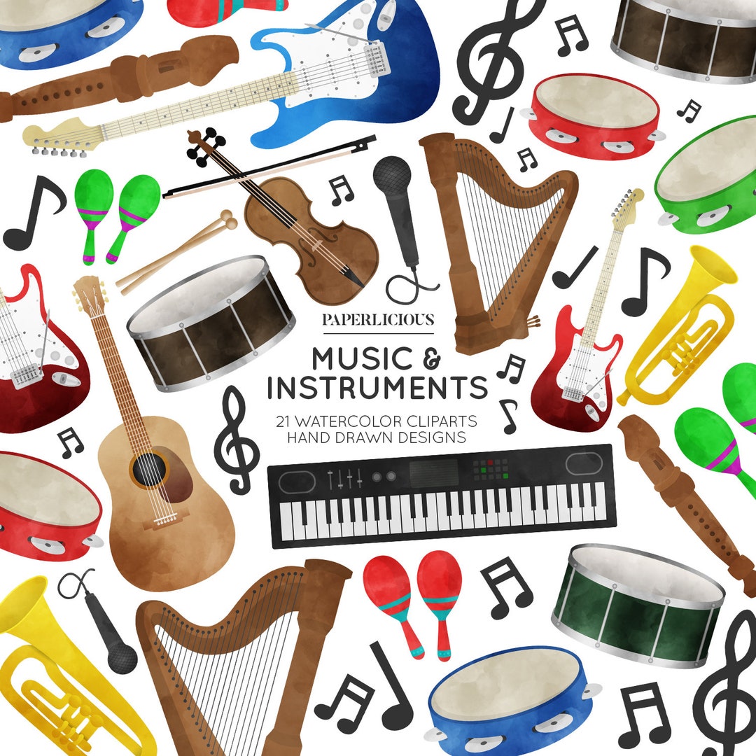 Music Watercolor Cliparts, Musical Instruments, Musician Clipart ...