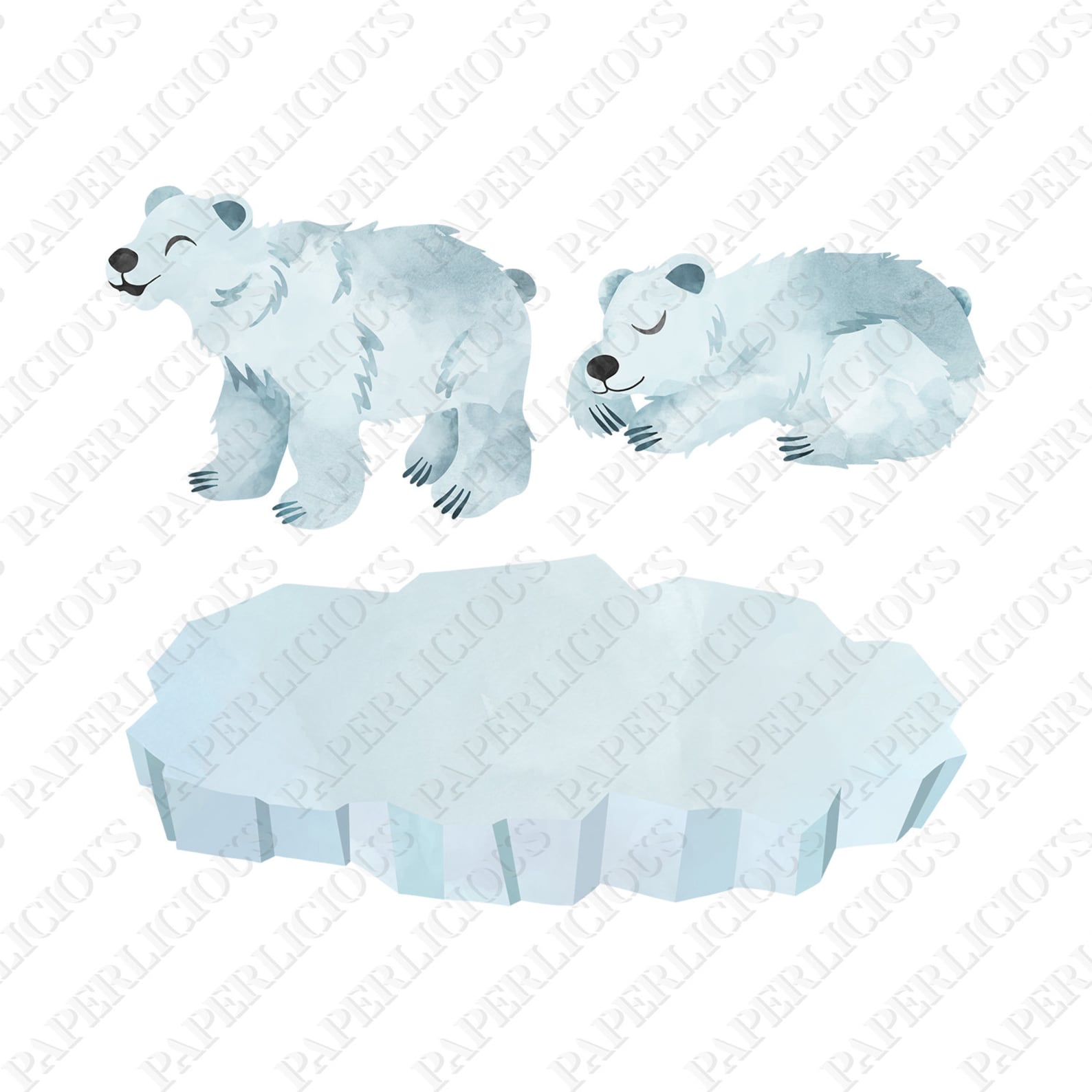 Polar Bears Watercolor Clip Arts Winter Clipart Christmas - Etsy