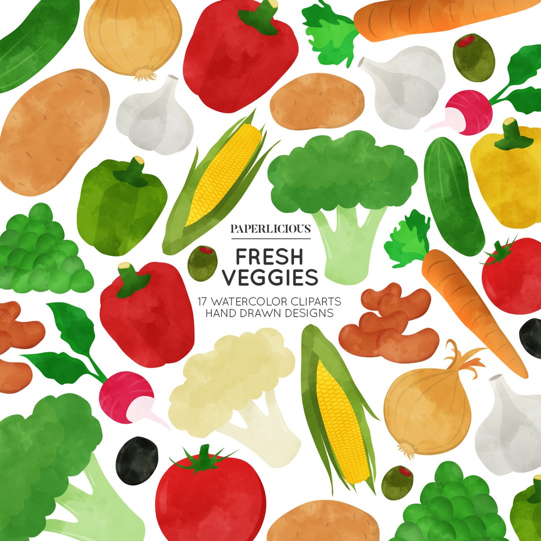 Vegetables Watercolor Cliparts, Veggies Clipart, Healthy Cliparts ...