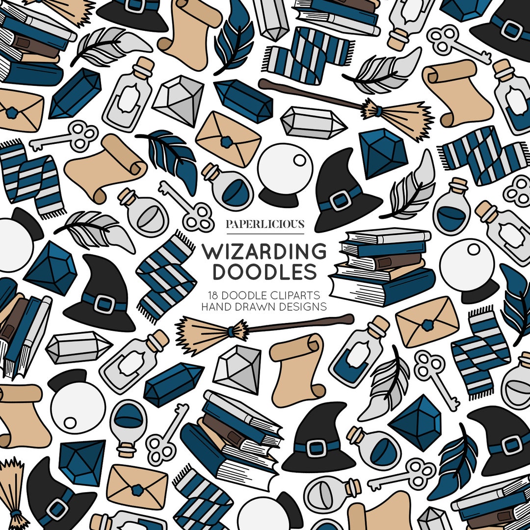 Wizarding Doodle Cliparts, Magic Clipart, Magic School, Wizard Clipart ...