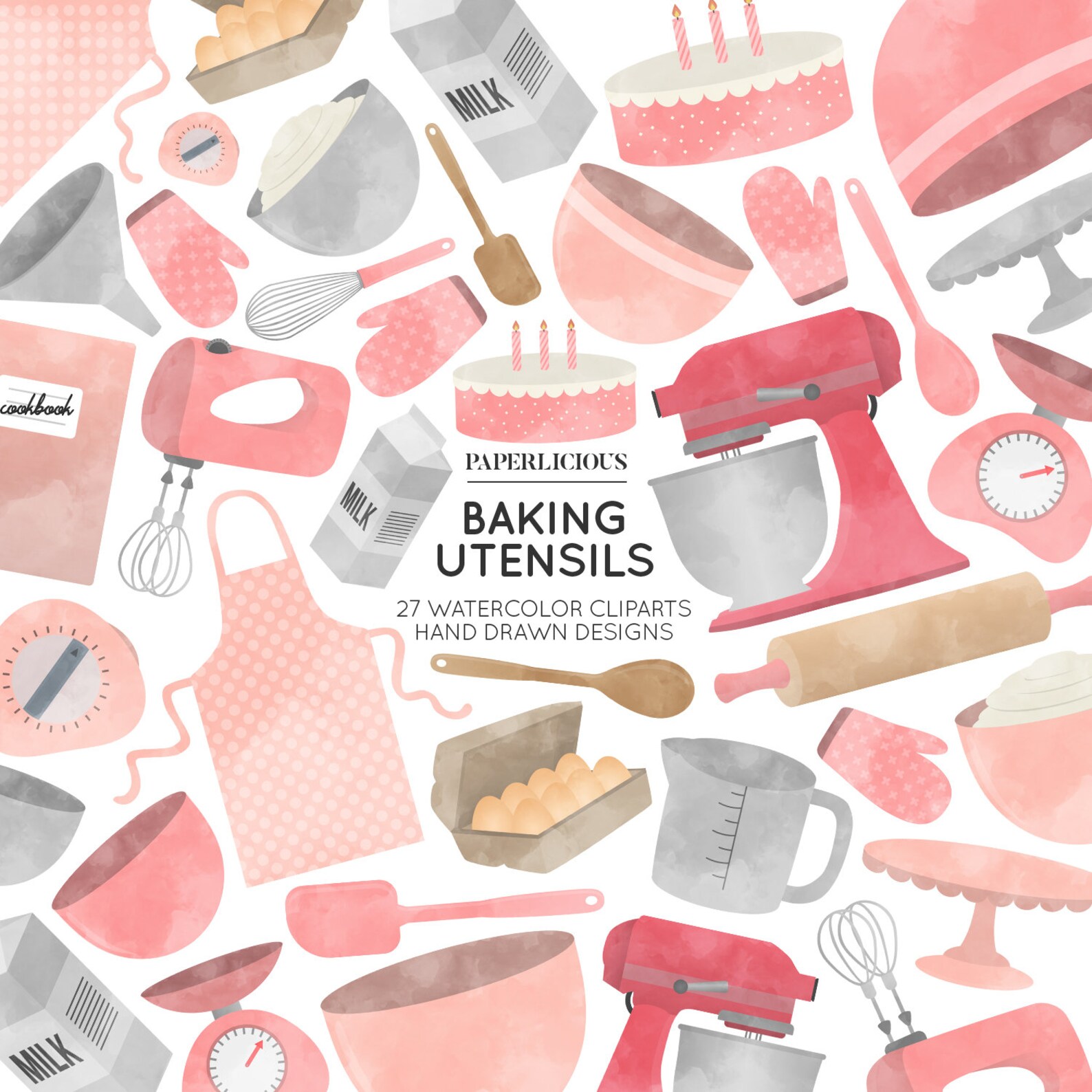 Baking Watercolor Cliparts Baking Illustration Cooking | Etsy