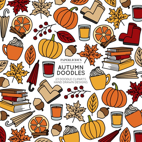Autumn Doodle Cliparts Autumn Planner Autumn Leaves Autumn - Etsy