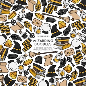 Wizarding Doodle Cliparts, Magic Clipart, Magic School, Wizard Clipart ...