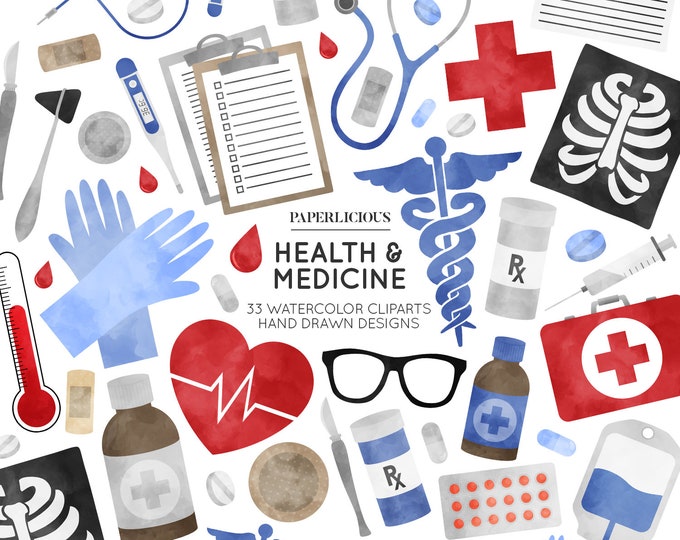 Medical Cliparts, Health Watercolor, Medical Planner, Doctor Cliparts ...