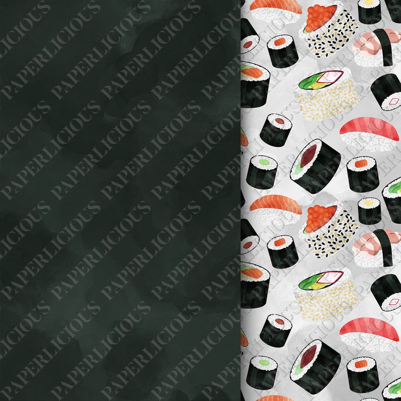 Sushi Digital Papers Sushi Patterns Japanese Digital Sushi | Etsy