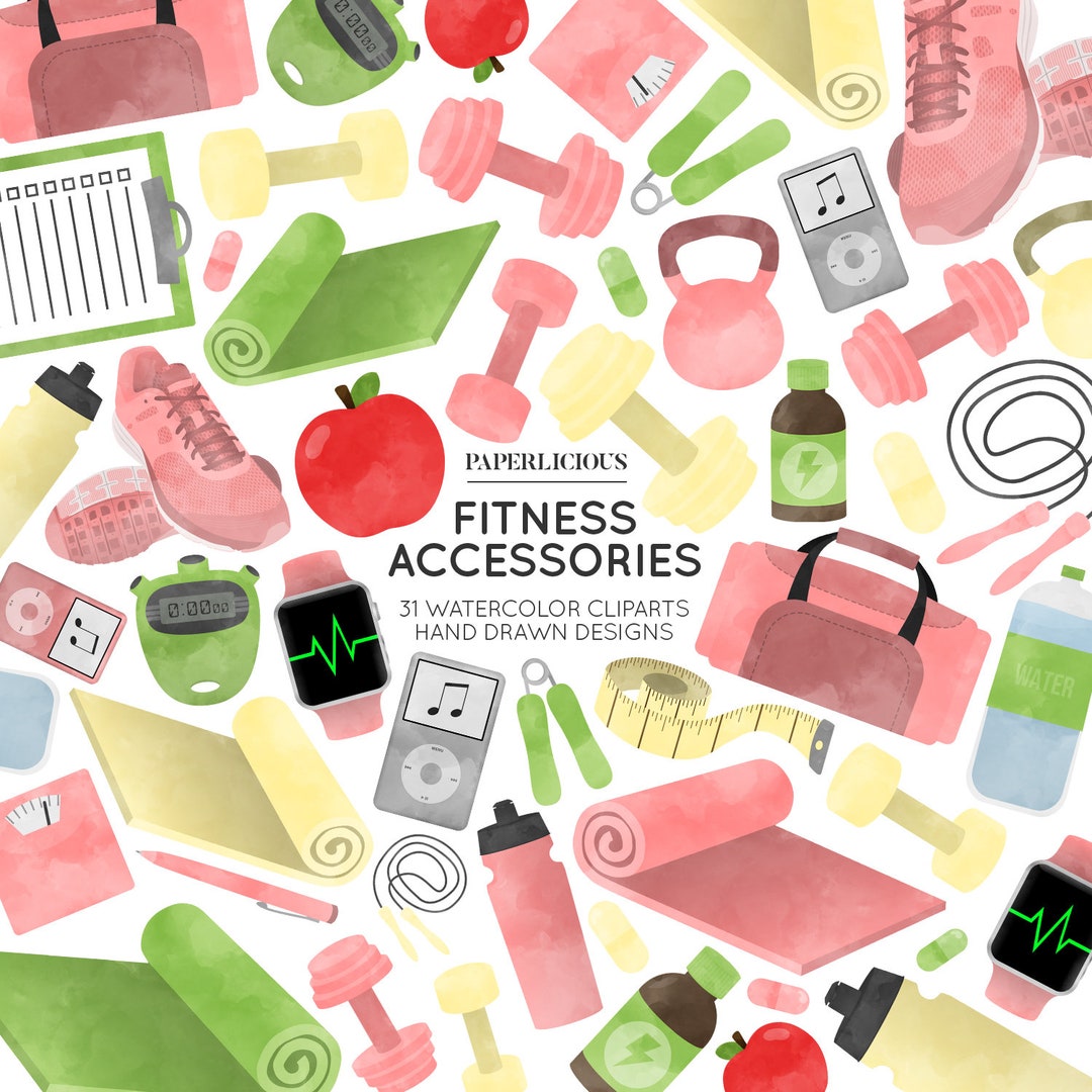 Fitness Watercolor Clipart, Health Clipart, Fitness Illustration ...
