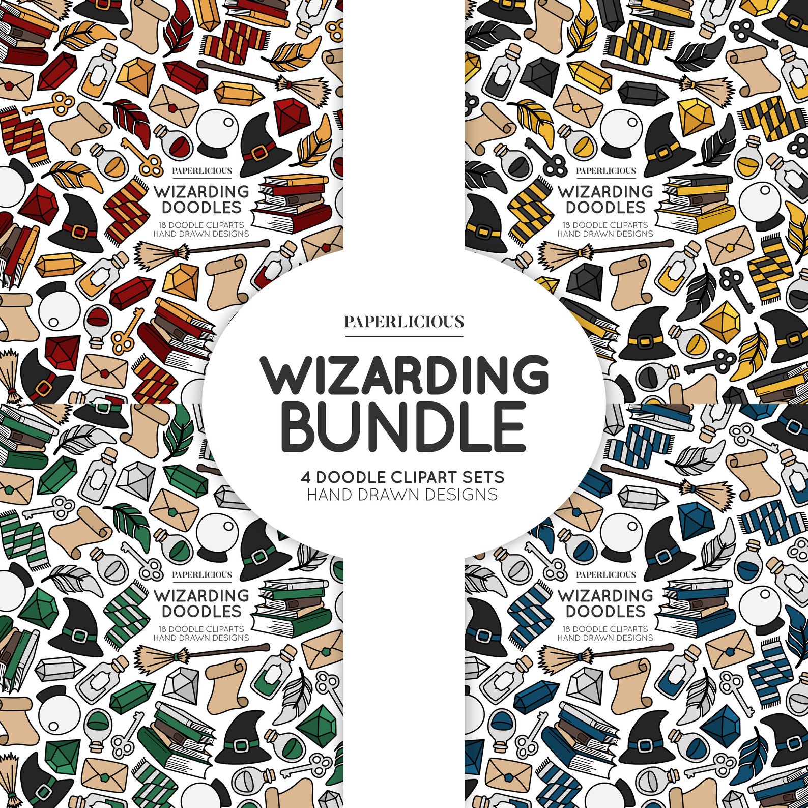 Wizarding Doodle Cliparts, Magic Clipart, Magic School, Wizard Clipart ...