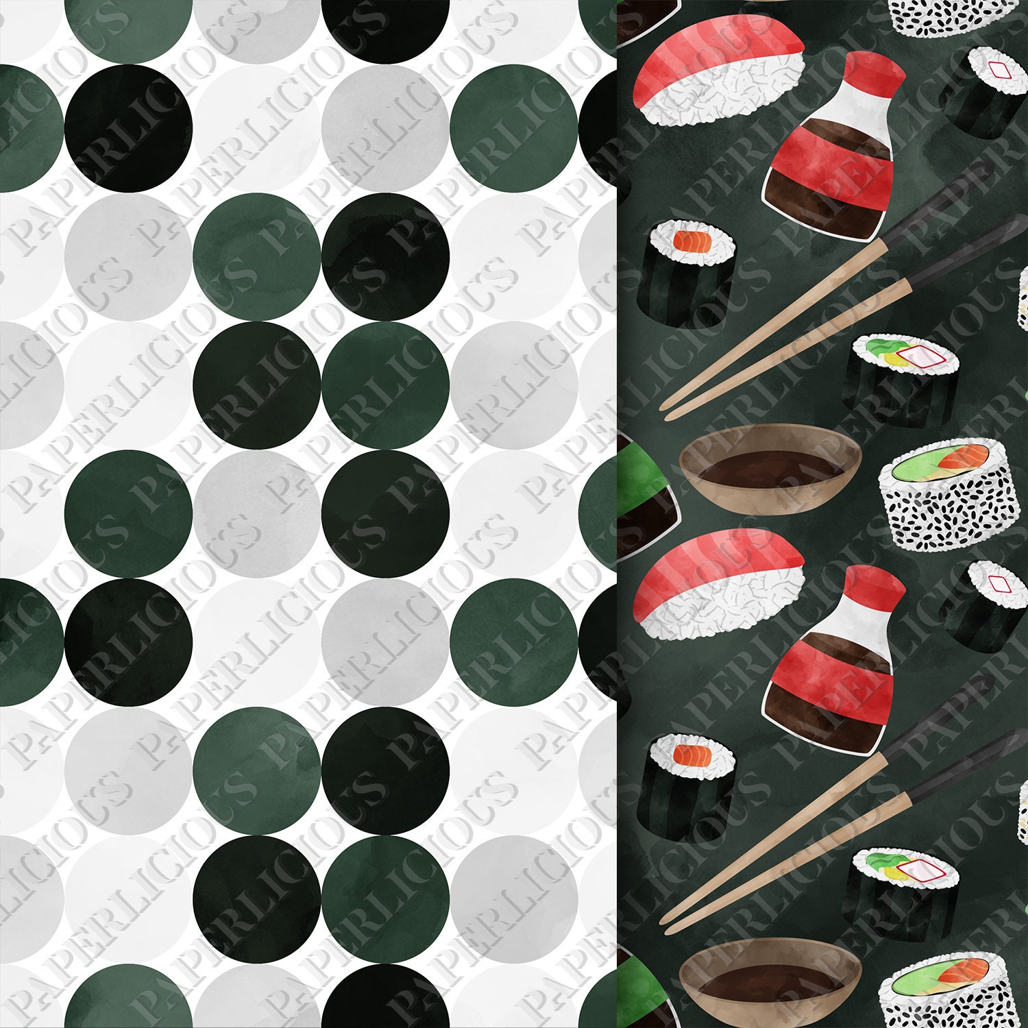 Sushi Digital Papers Sushi Patterns Japanese Digital Sushi - Etsy