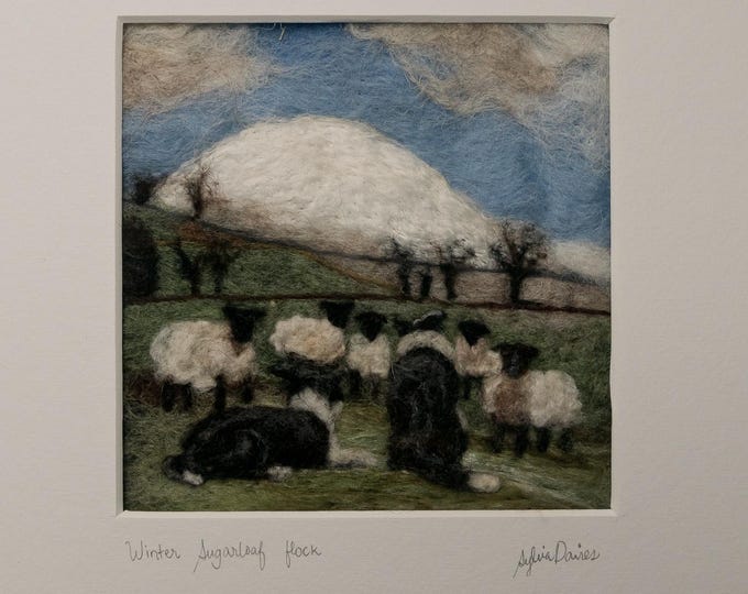Winter Sugarloaf Flock, Felted Wool, Gift, Framed, Felt Art, Felted ...