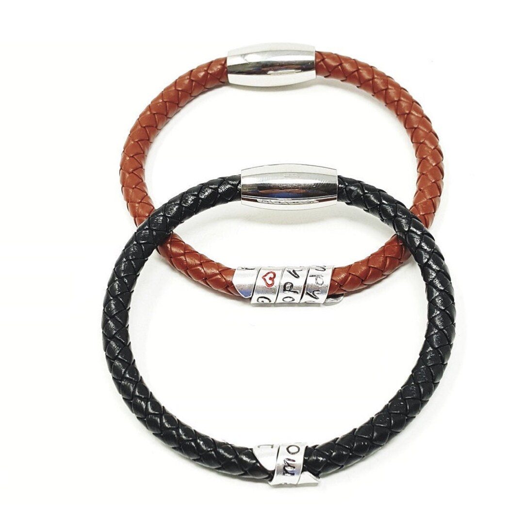 Valentines Sale Hidden Message Personalised Braided Leather Bracelet ...