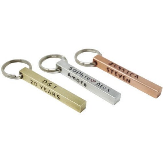 Personalised 4 Sided Ingot Bar Key Ring Gift Anniversary - Etsy