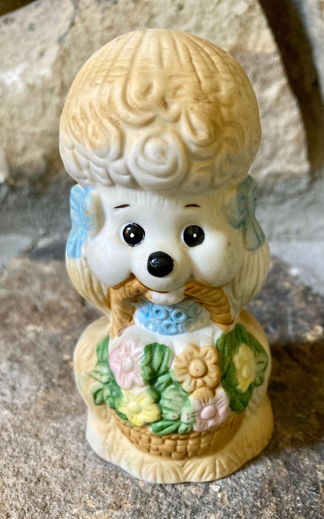 Vintage Poodle Bell, Ceramic Bisque Poodle, 1980 Jasco Nan, Vintage ...