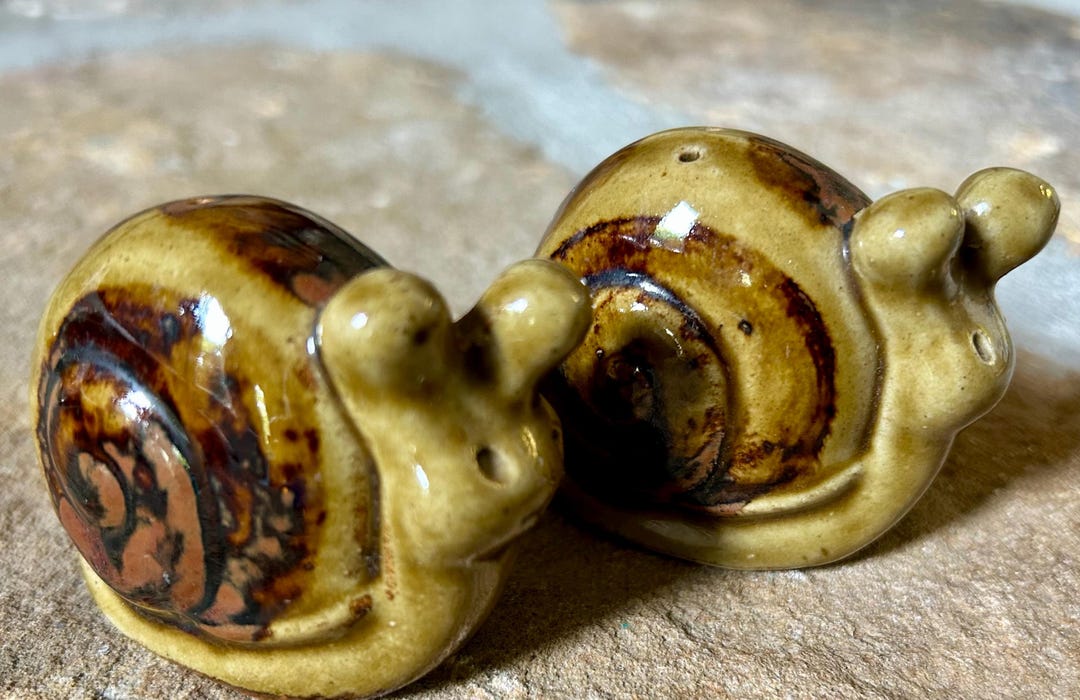 Vintage Art Pottery Snail Salt and Pepper Shakers, 1970s Kitchen and ...