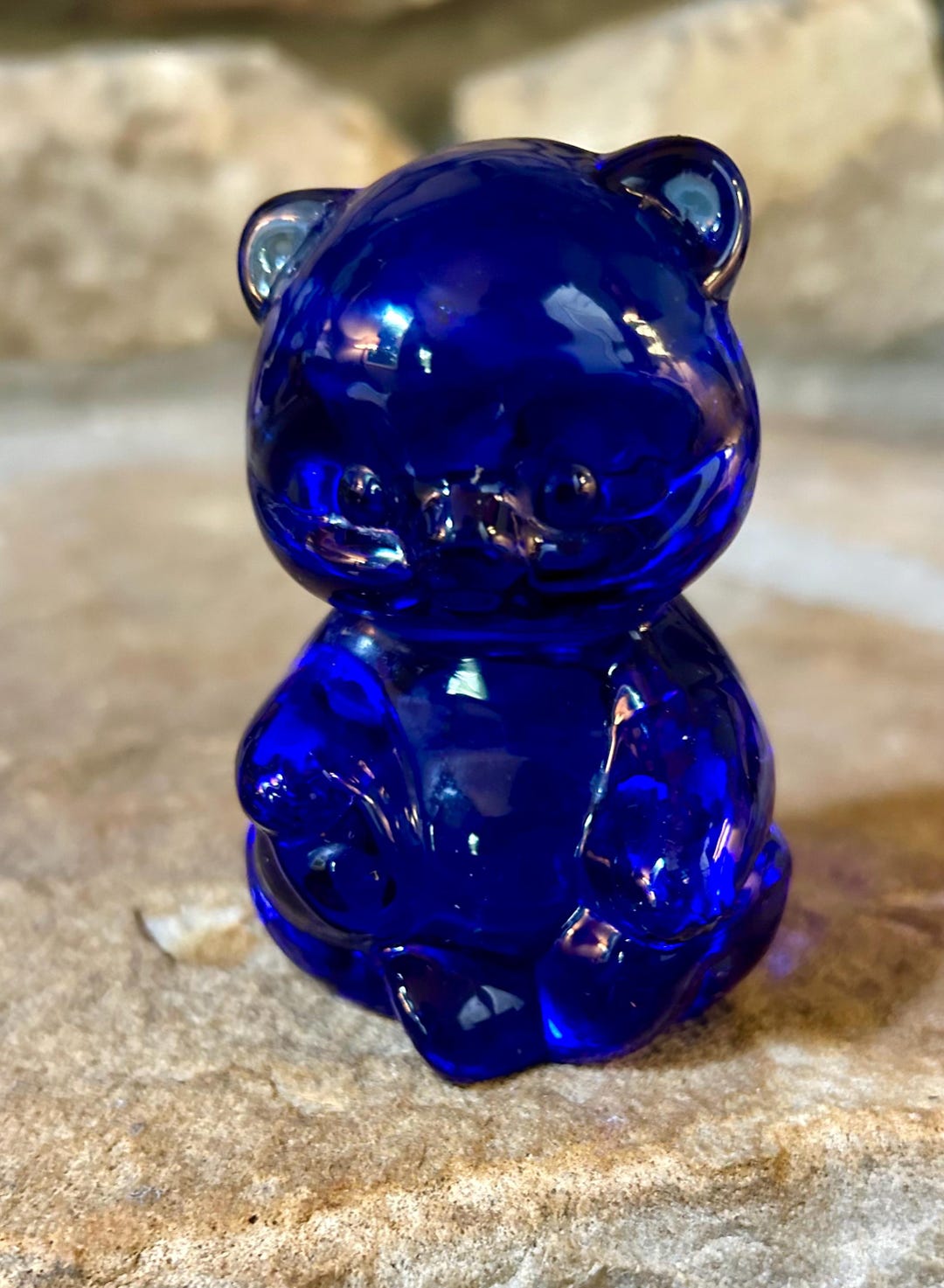 Vintage Fenton Art Glass Sitting Bear, Cobalt Blue, 3” Glass Teddy Bear ...