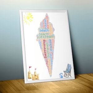 Custom Ice Cream Word Art, Custom Summer Word Cloud Art, Custom Word ...