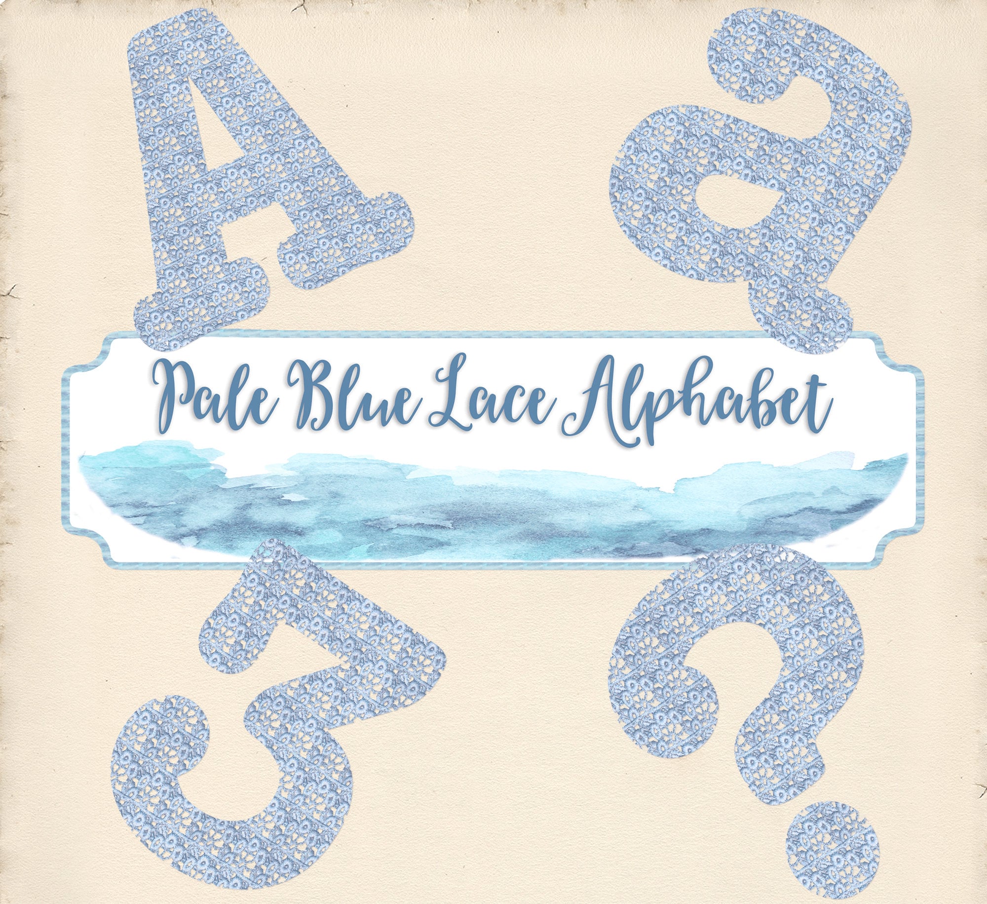 Lace Blue Alphabet, Letters Number Clip Art, Vintage Blue Lace, PNG ...