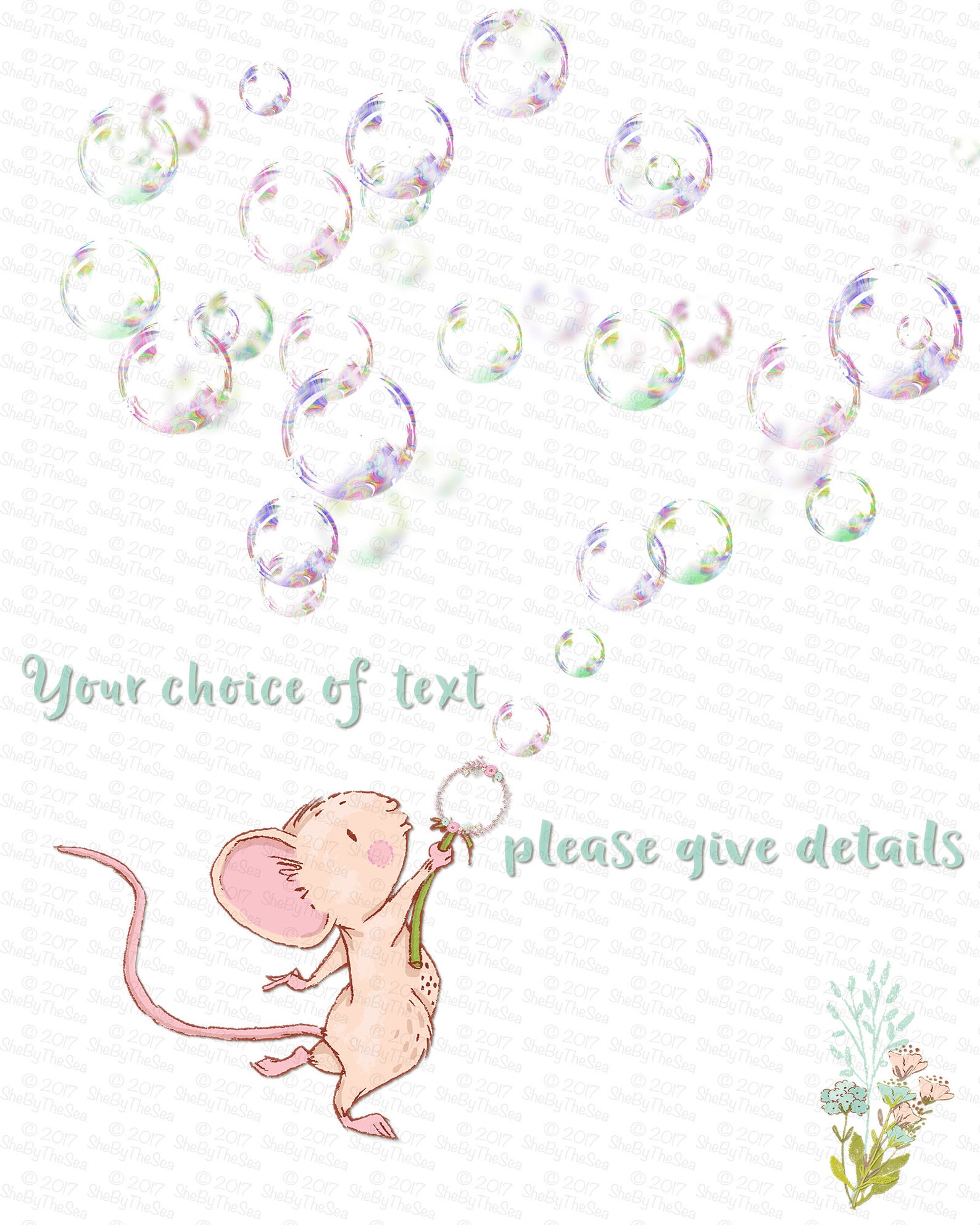 Custom Nursery Wall Art: Cartoon Mouse Bubbles, Nursery PRINTABLE ...
