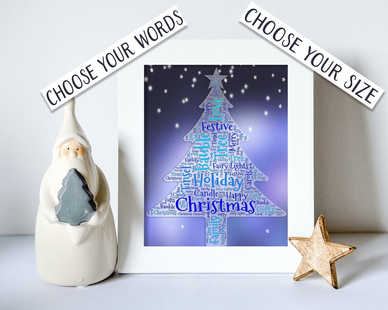 Christmas Custom Word Art, Printable Holiday Custom Word Cloud, Xmas ...