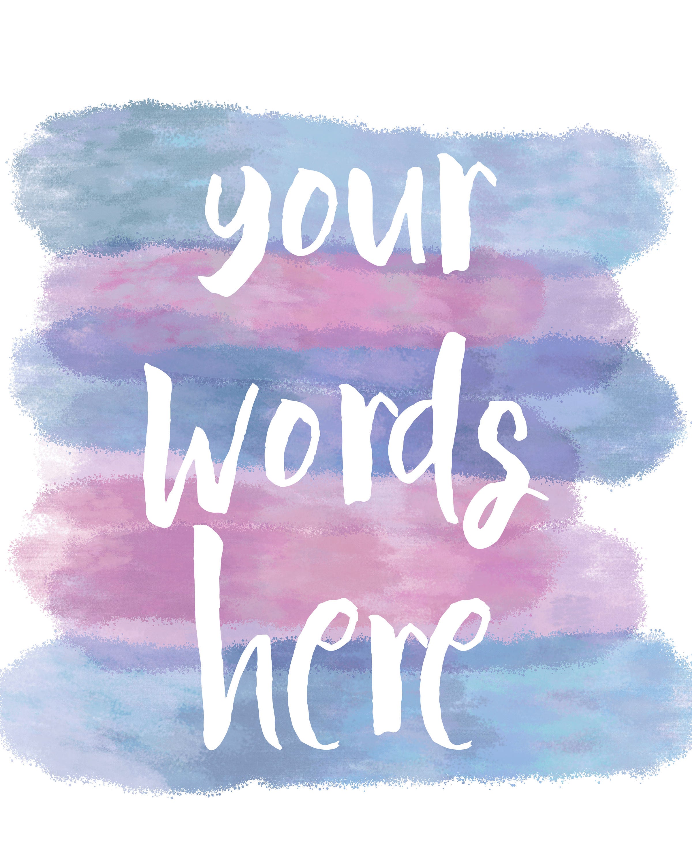Custom PRINTABLE Watercolour Word Art, Blue & Pink Watercolour, Custom ...
