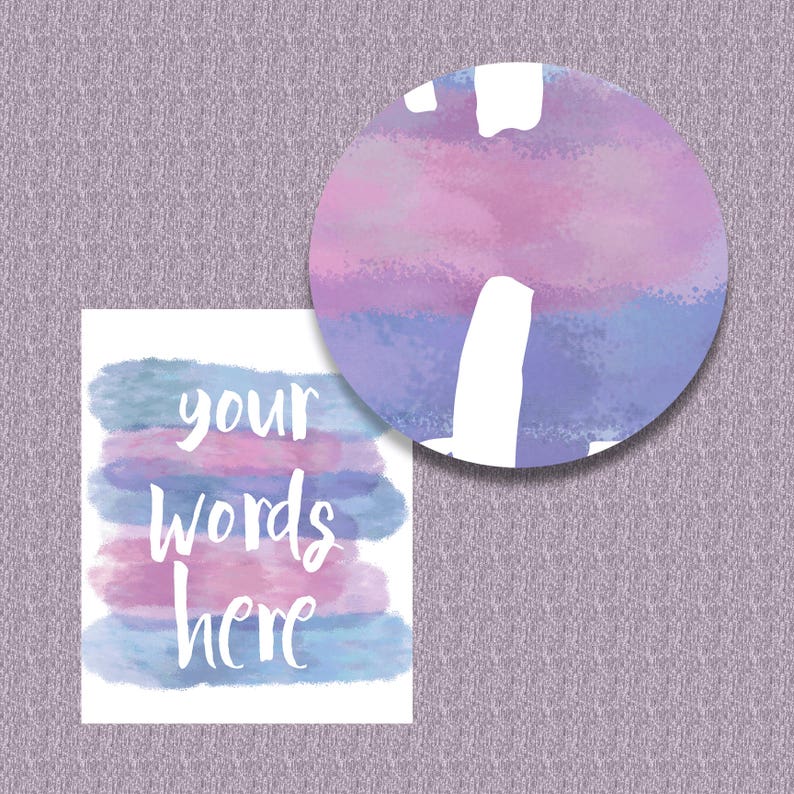 Custom PRINTABLE Watercolour Word Art, Blue & Pink Watercolour, Custom ...