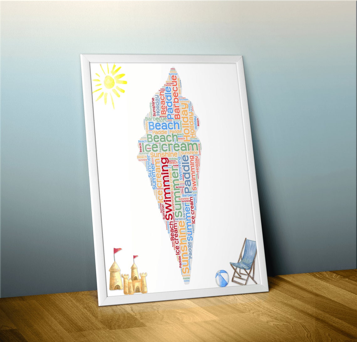 Custom Ice Cream Word Art, Custom Summer Word Cloud Art, Custom Word ...