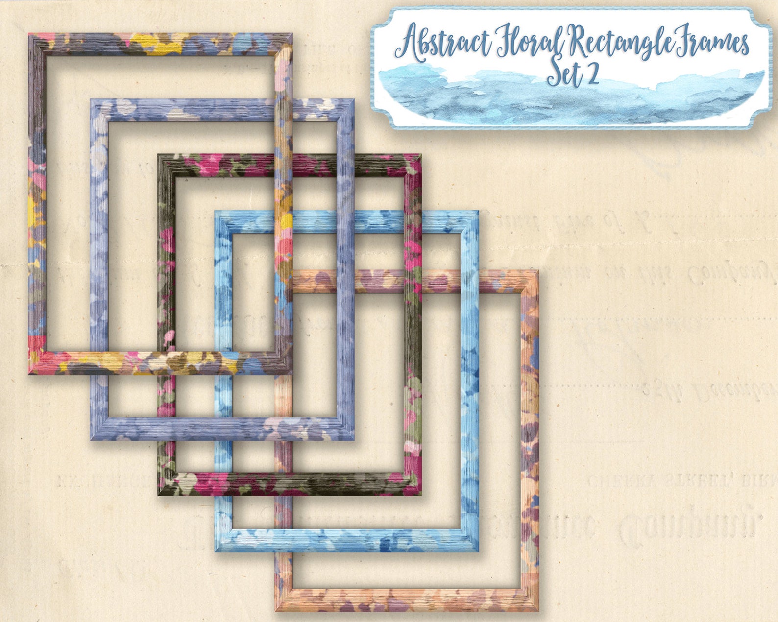 Floral Digital Frames, Abstract Wood Frames, Transparent PNG, 5 ...