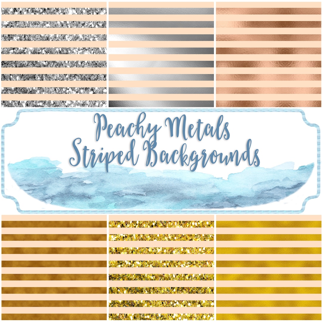 Gold Peach Striped Papers Pack, Pale Peach Backgrounds, Rose Gold ...